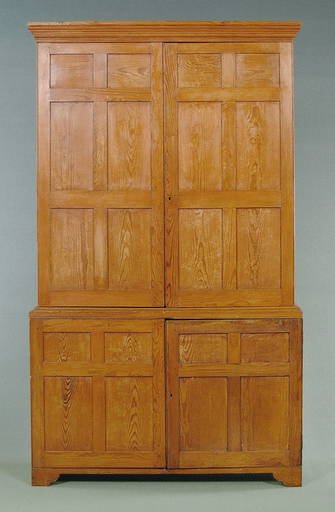 Two Piece Yellow Pine Step Cupboard, Dov