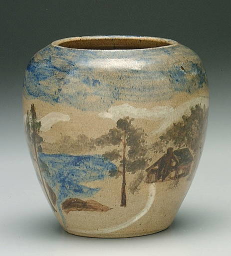 Hilton Scenic Art Pottery Vase, Cabin Wi