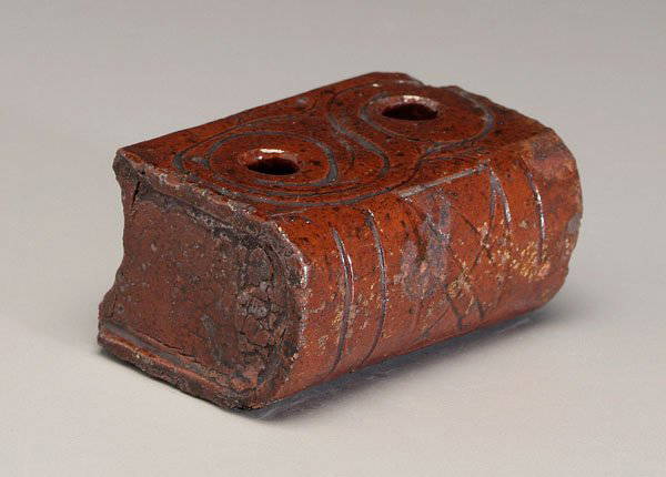 Redware Inkwell Shaped As Book,