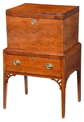 Rare Southern Federal Inlaid Cherry Cellarette On Stand