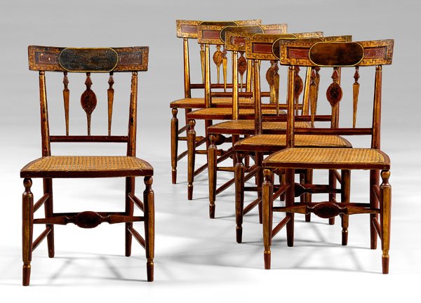 323: Fine set six Baltimore fancy chairs: