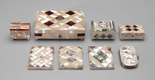 Eight Mother Of Pearl Cases, Boxes