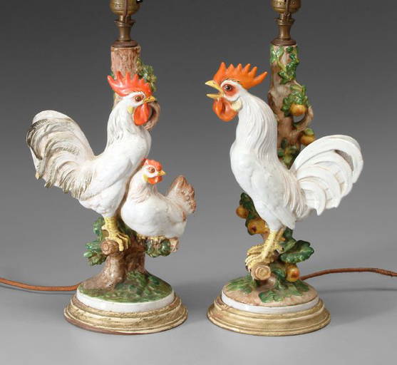 Two Ceramic Chicken Lamps