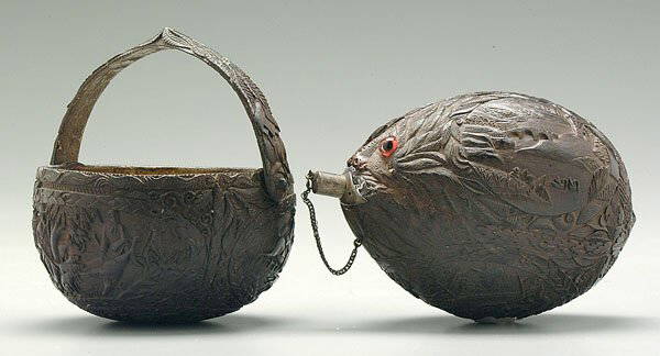 Two Carved Coconut Shells