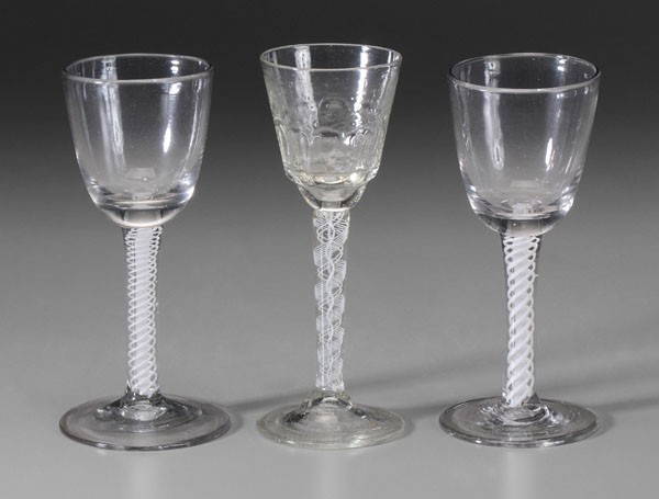 Three Hand Blown Glass Goblets