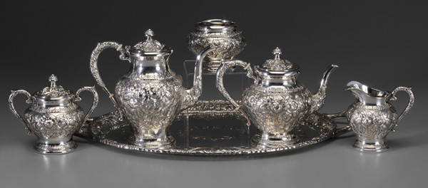 Kirk Repoussé Sterling Tea Service,