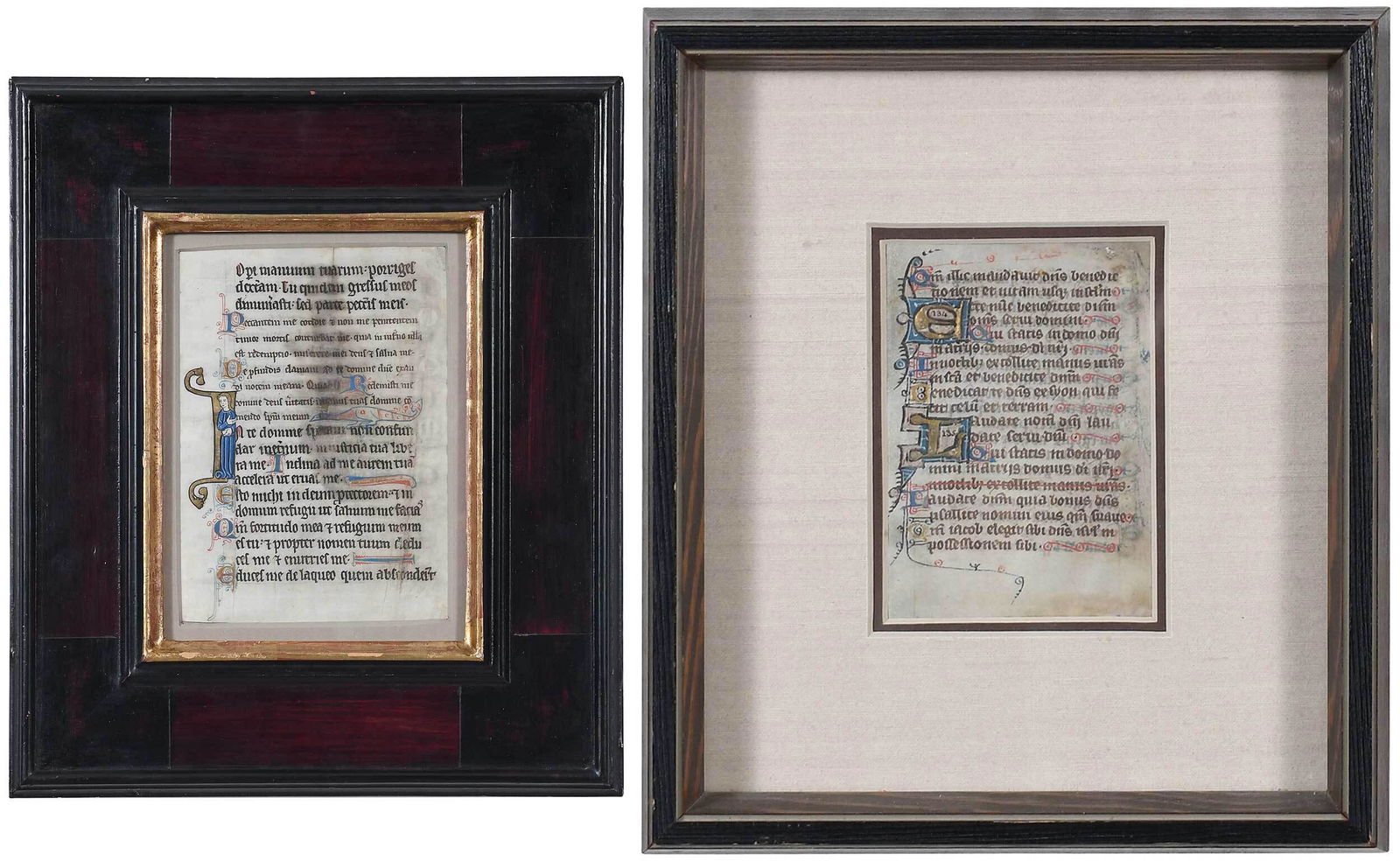 Two Framed Illuminated Manuscript Pages
