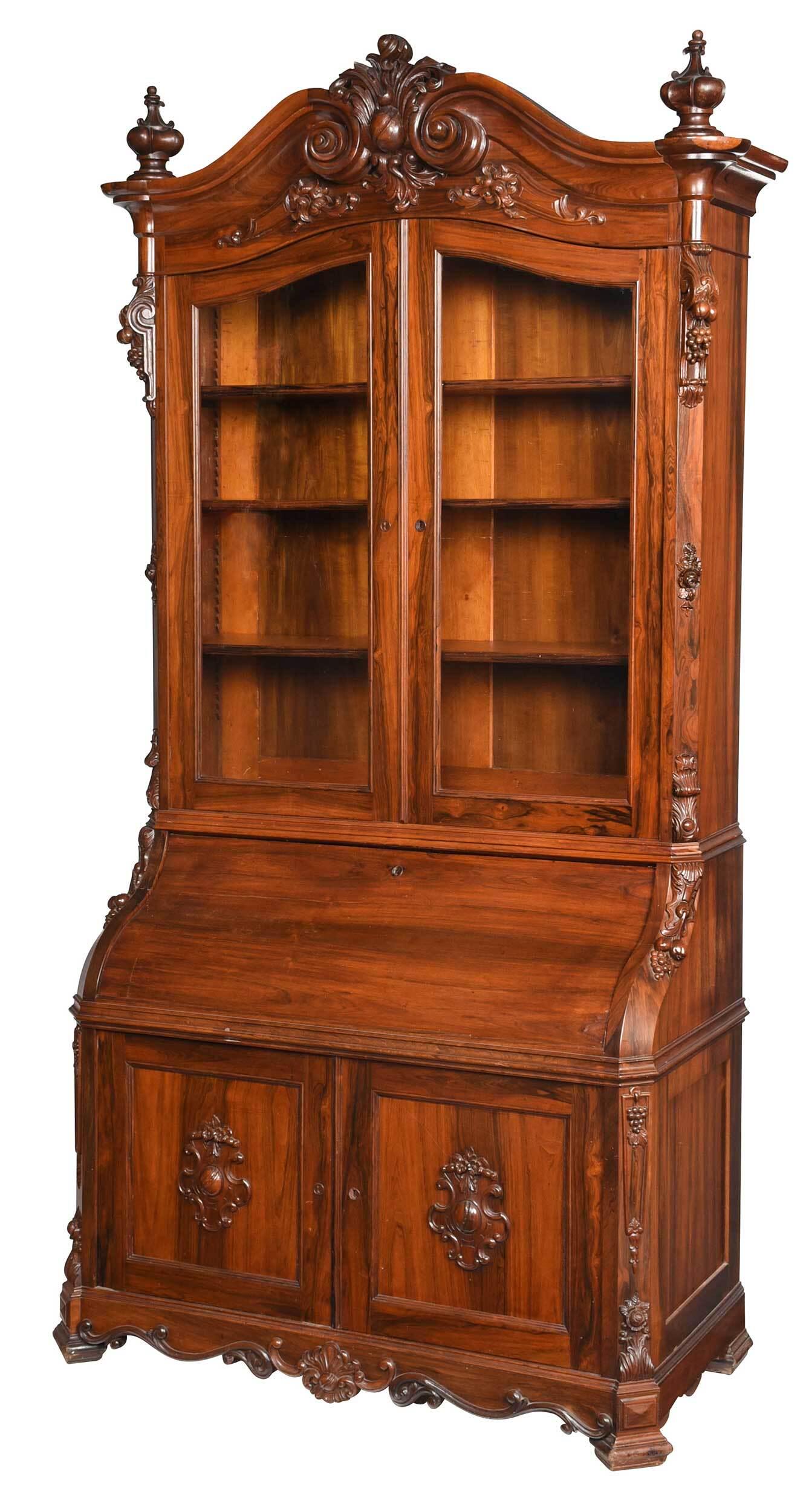 American Rococo Revival Rosewood Secretary Bookcase - Feb 04, 2023 ...