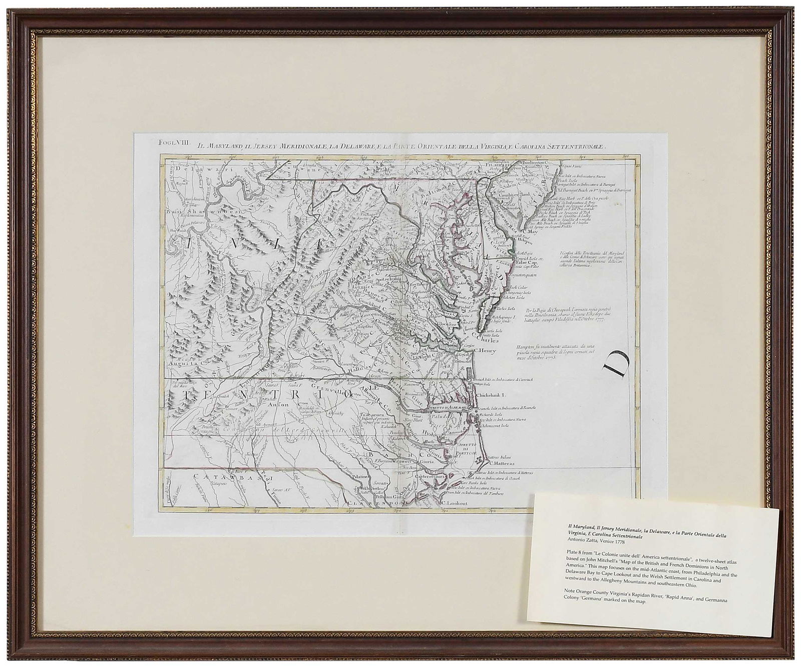 Antonio Zatta Map Of Maryland And Virginia