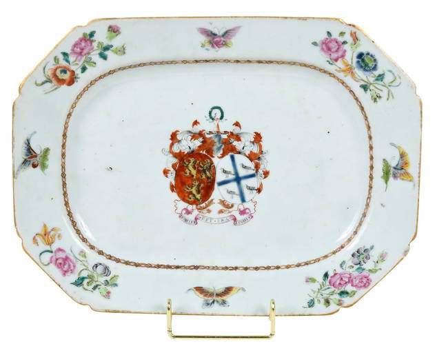 Chinese Export Porcelain Armorial Tray, Ross And Porterfield