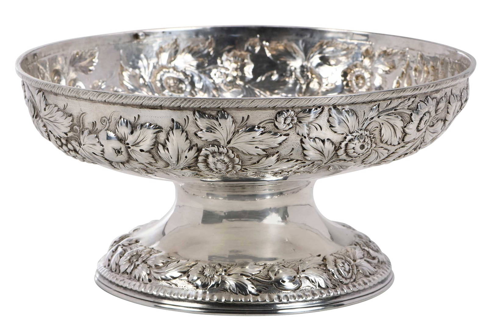 Footed Kirk Repousse Coin Silver Bowl Auction