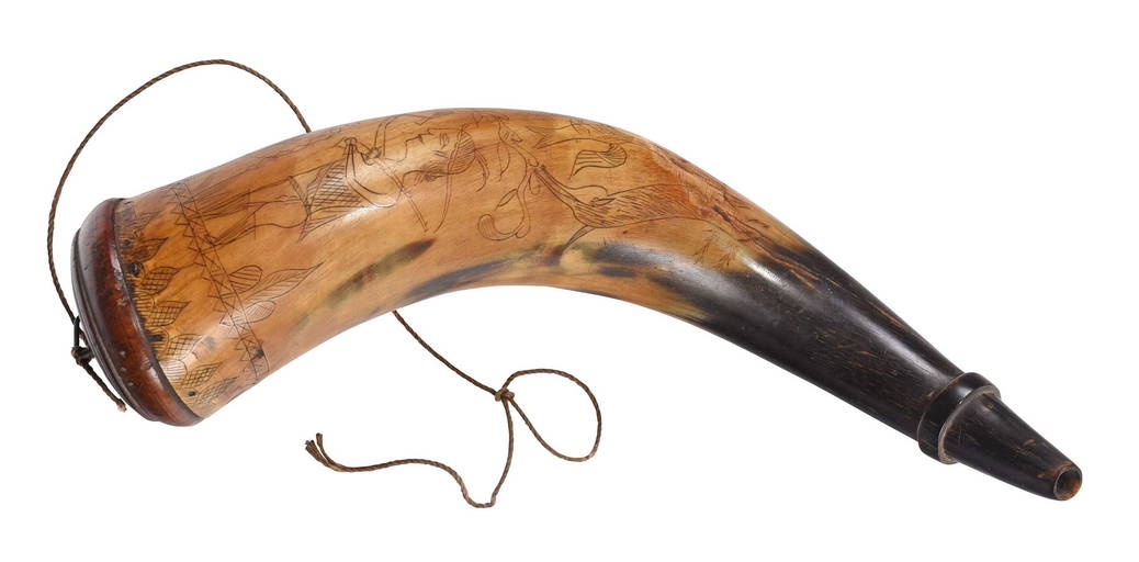 Powder Horn With Carving Of Native American