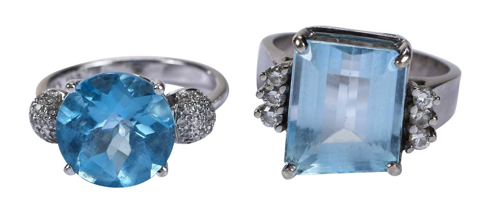 Two Blue Topaz And Diamond Rings Auction