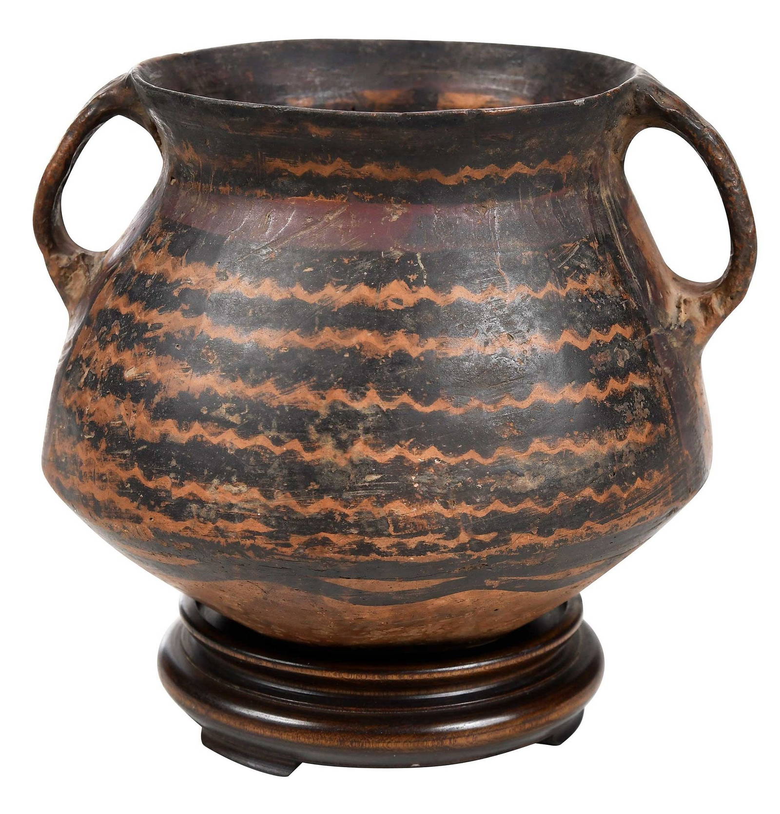 Chinese Yangshao Red Pottery Vessel With Black Decoration Auction