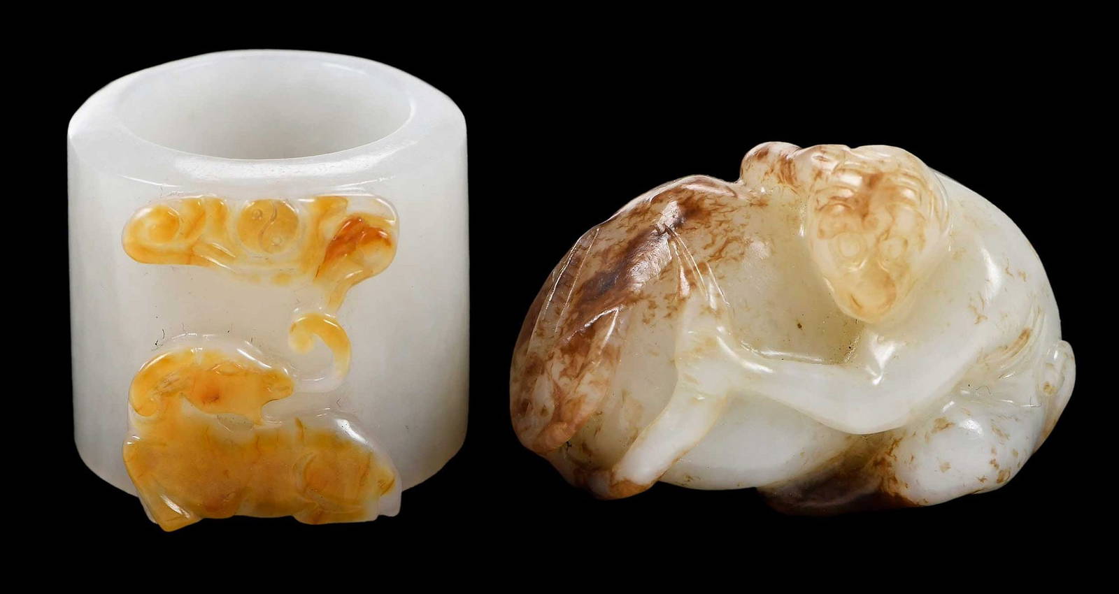 Two Chinese Carved Jade Objects Auction