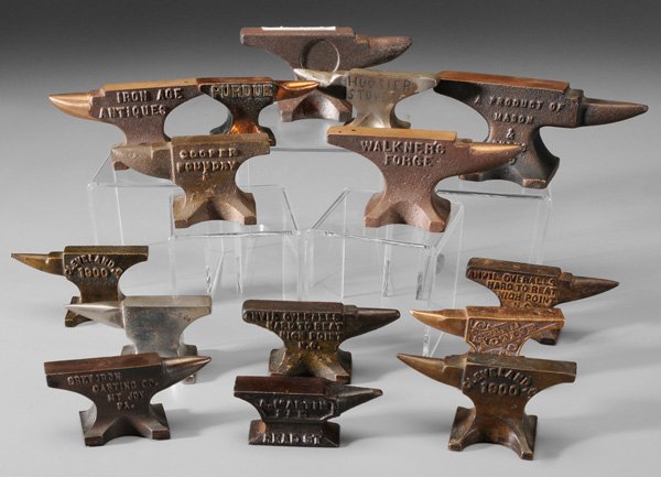 0638: Fifteen Miniature Advertising Anvils