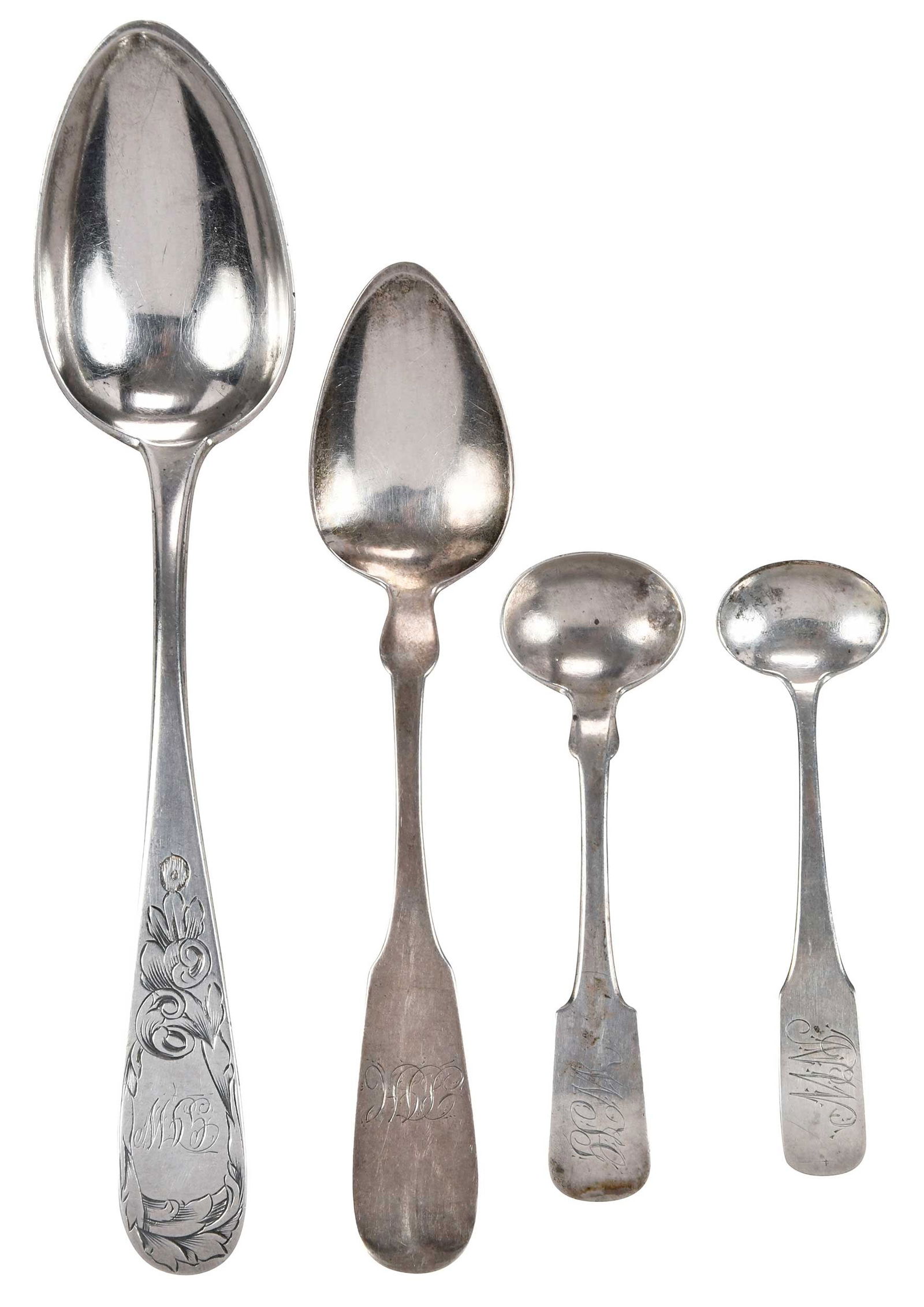 Four Pieces Southern Coin Silver Flatware Auction