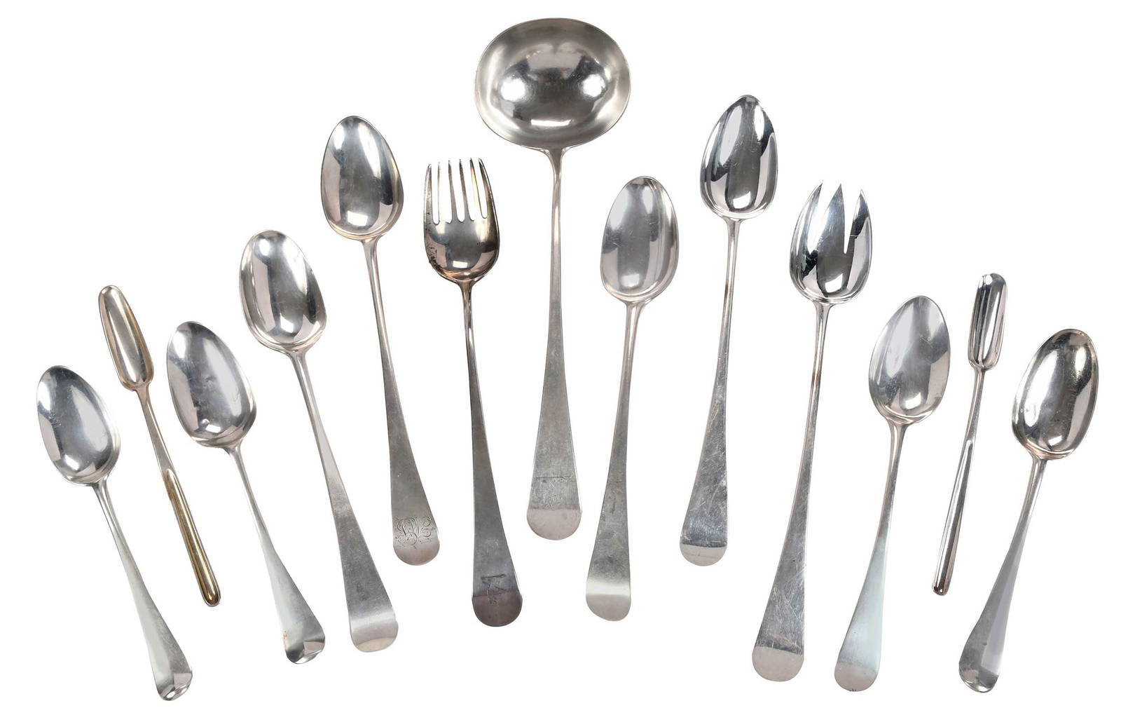 13 Pieces 18th Century English Silver Flatware Auction