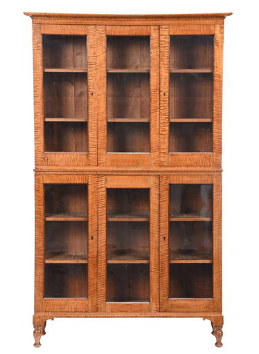 American Classical Tiger Maple Bookcase Cabinet