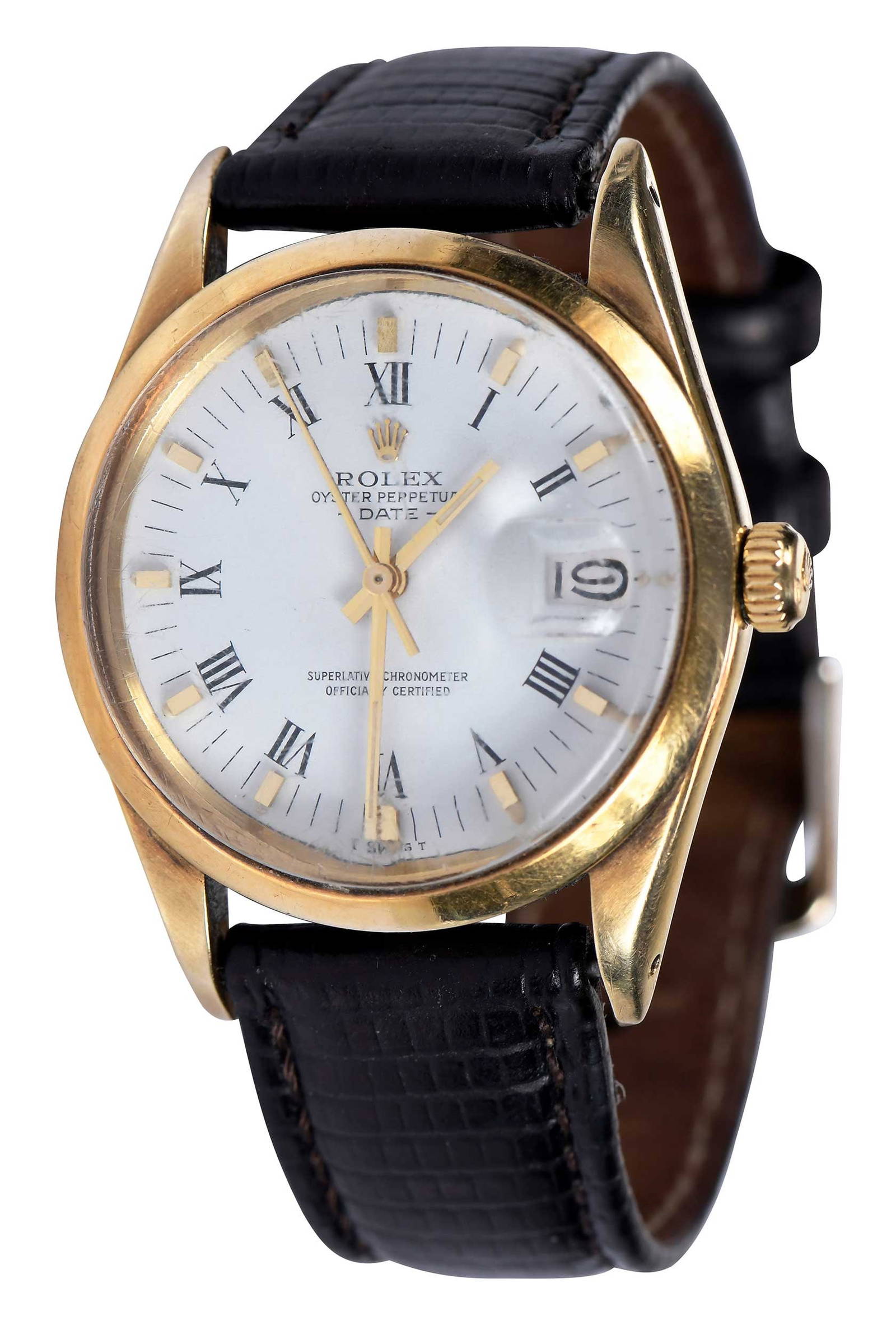 14kt. Rolex Oyster Perpetual Date, White Face Auction