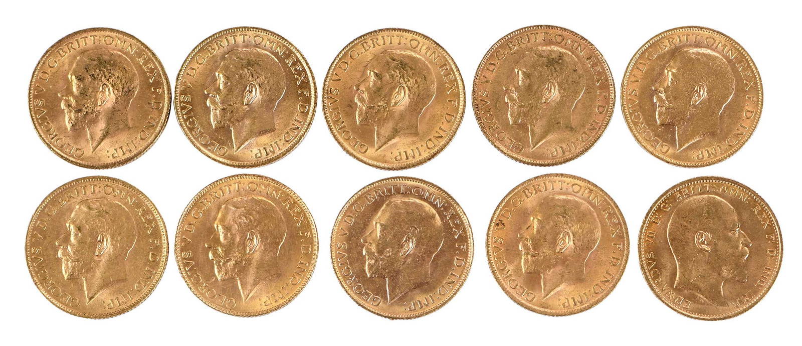 10 British Sovereign Gold Coins Auction