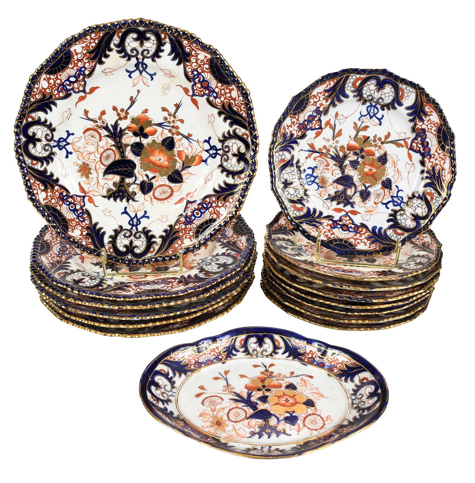 15 Early Royal Crown Derby Imari Pattern Plates Auction