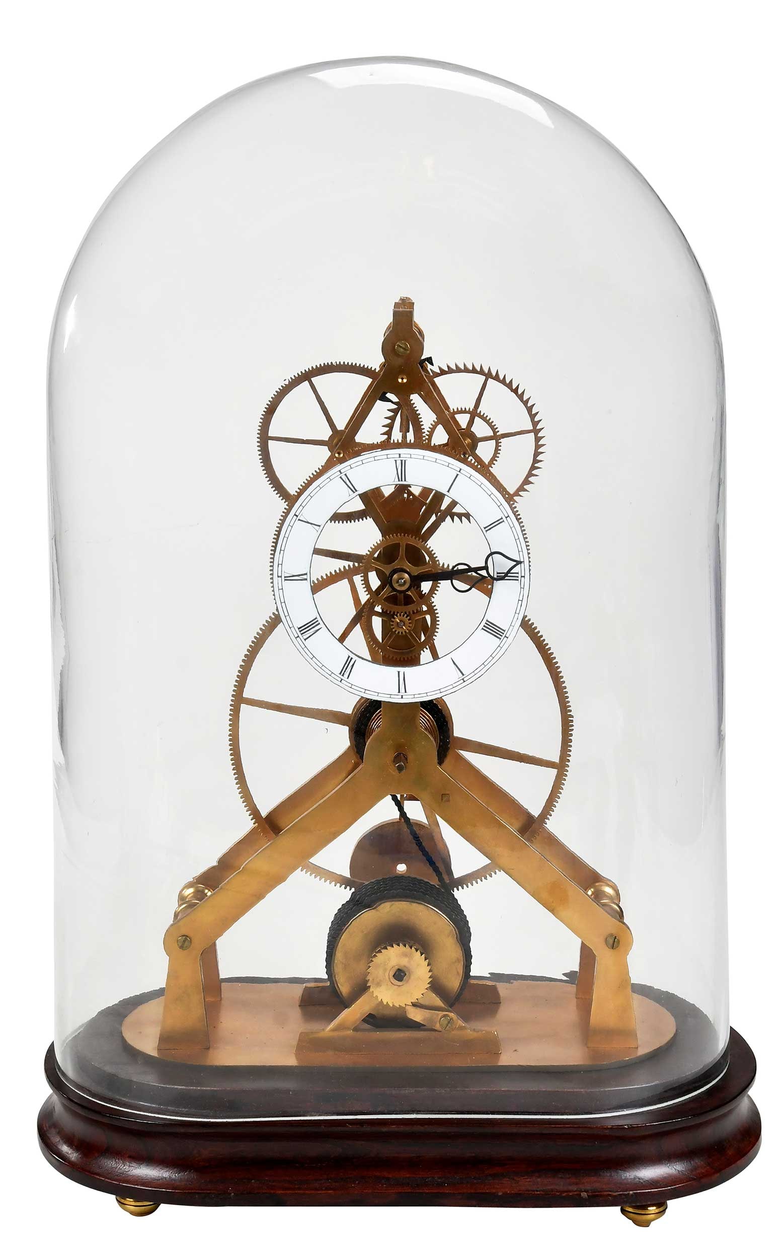 French Skeleton Clock With Glass Dome Auction