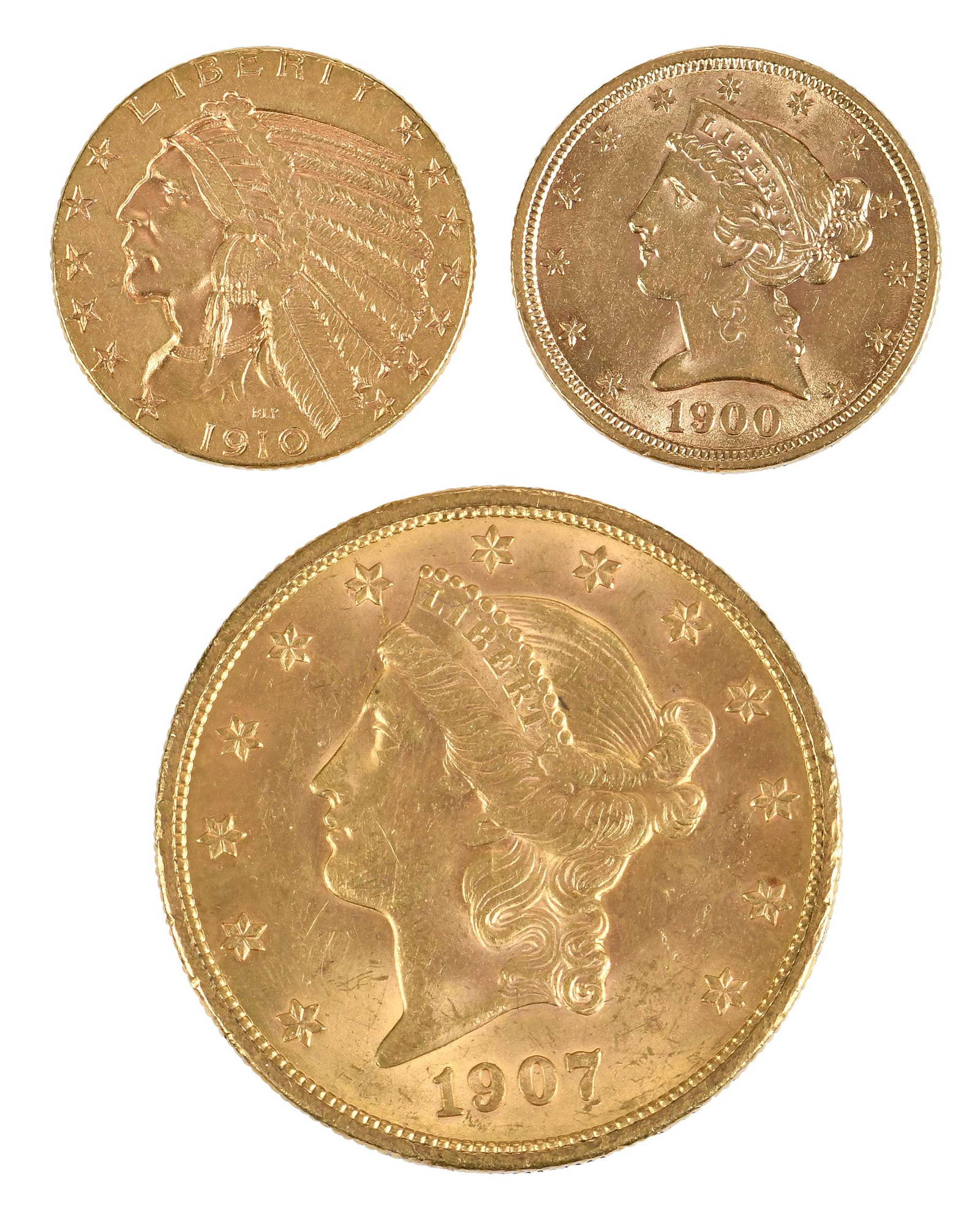 Group Of Three United States Gold Coins Auction