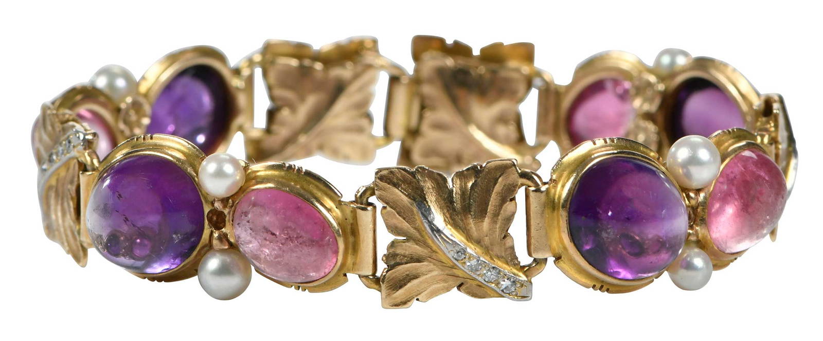 Edward Everett Oakes Amethyst, Pink Tourmaline, And Diamond Bracelet ...