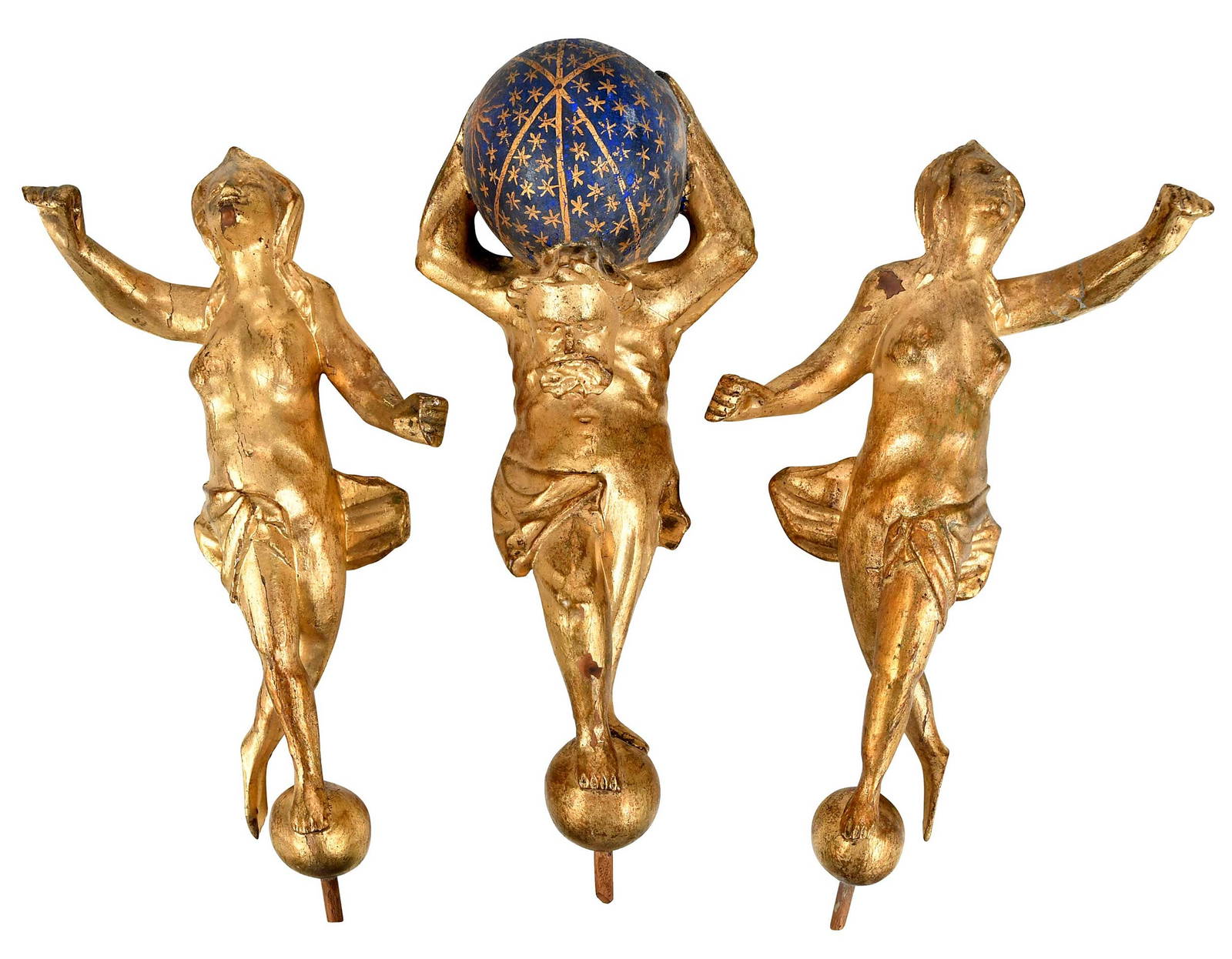 Three Carved And Giltwood Figural Clock Finials Auction