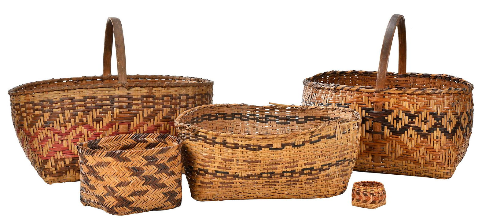 Five Cherokee River Cane Baskets Auction