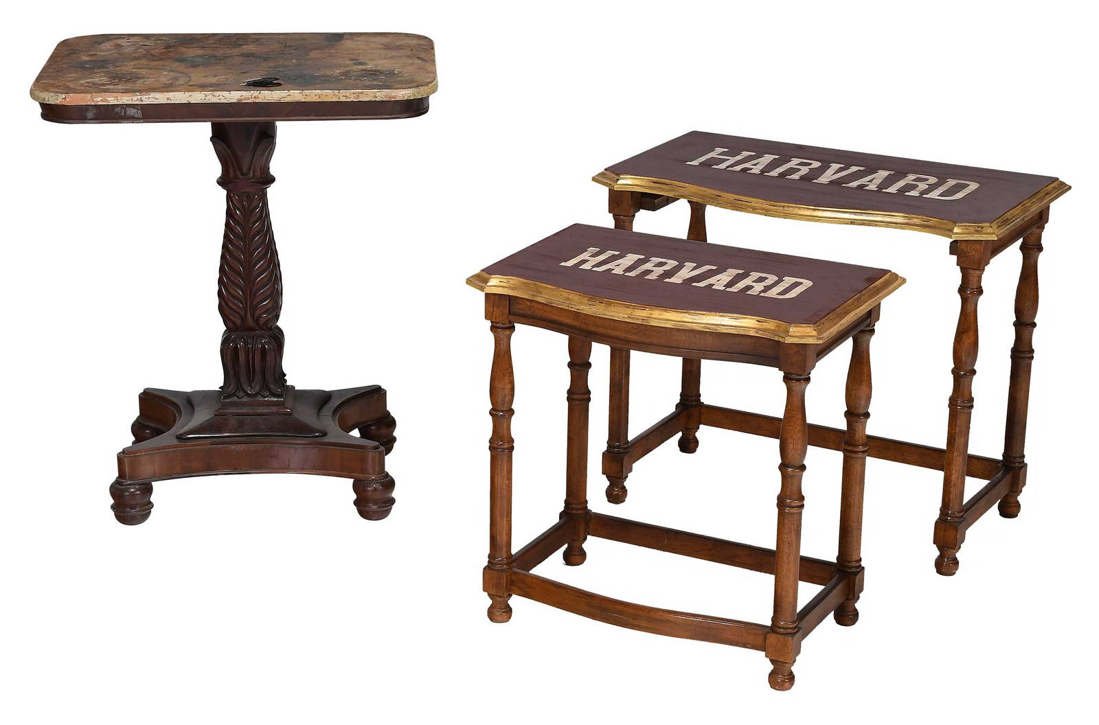 Two Paint Decorated Side Tables, Harvard University Auction