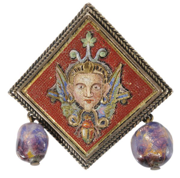 Rare 14 Kt. Gold Micromosaic Pharaoh