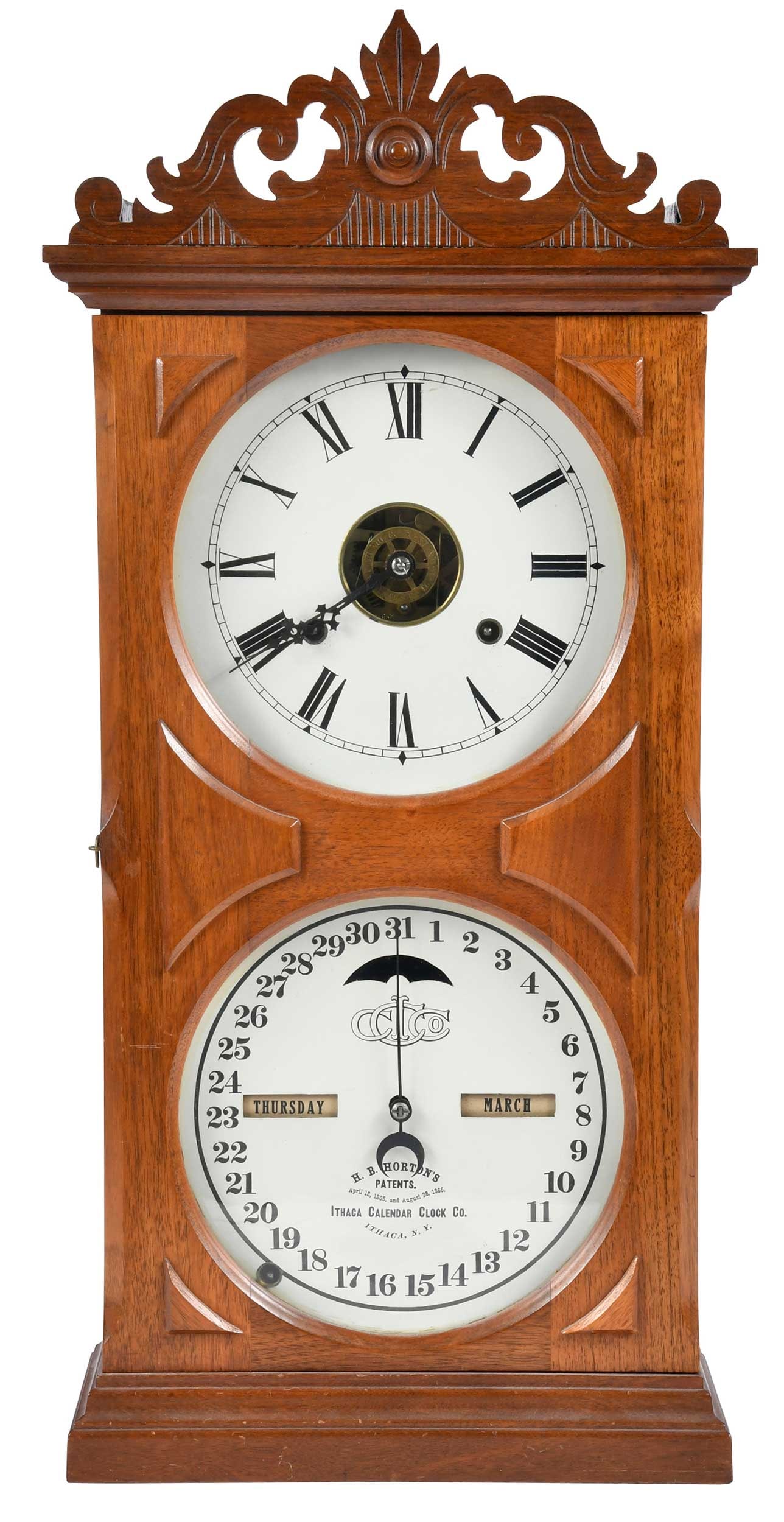 H.b. Horton's Ithaca Calendar Clock Co. Mantel Clock Auction