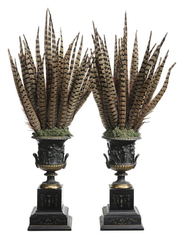 61: Pair Patinated and Parcel Gilt Bronze