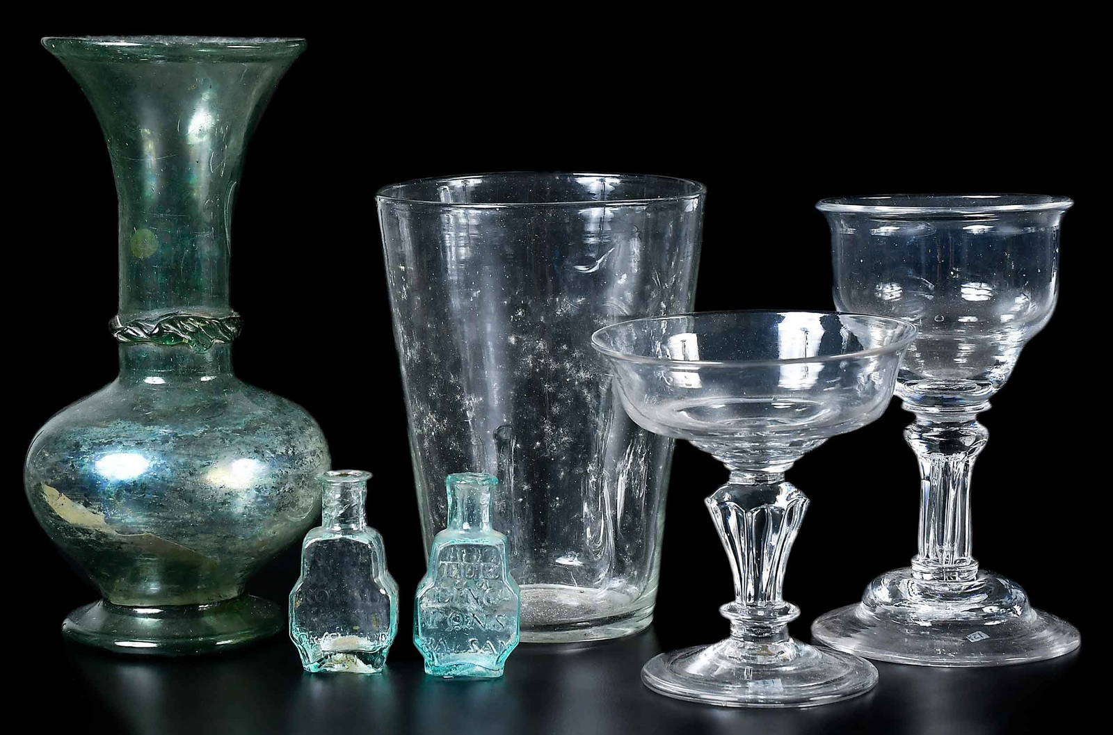Six Assorted Pieces Of Early Glassware Auction
