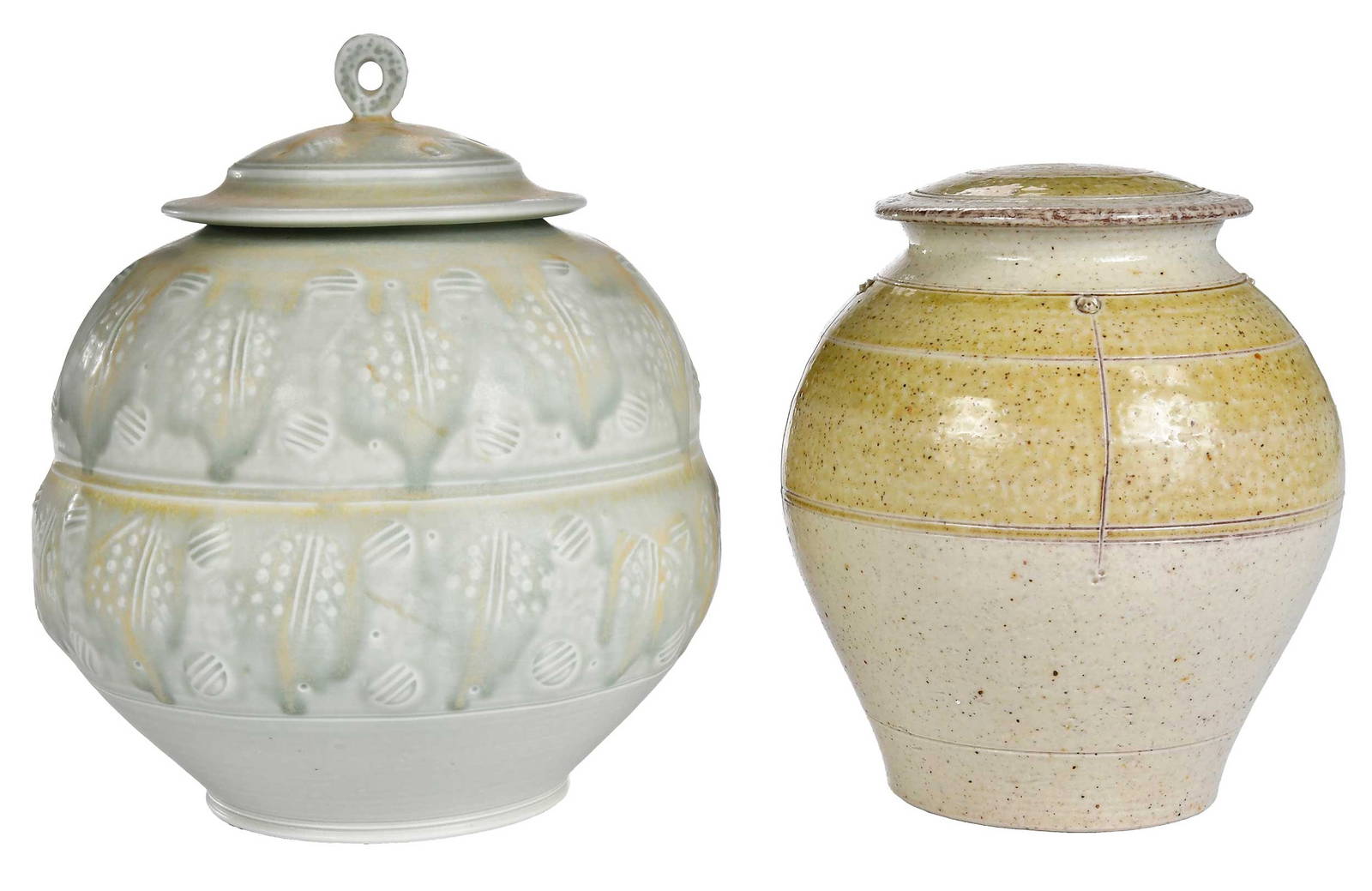 Two Tom Turner Pottery Lidded Vessels Auction