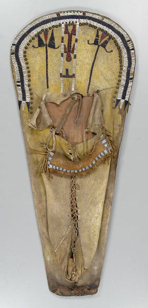 252: Beaded Native American cradle board,