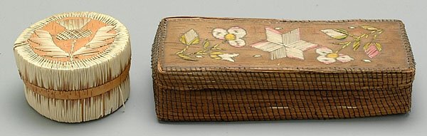 Two Quill And Cedar Bark Baskets