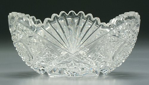 7: Cut glass bowl, hobstar and fan designs, s