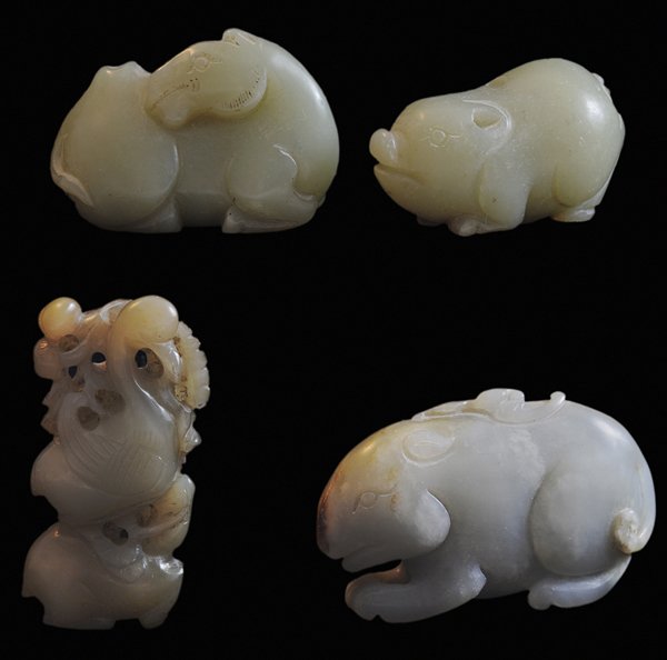 Four Carved Jade Animal Figures