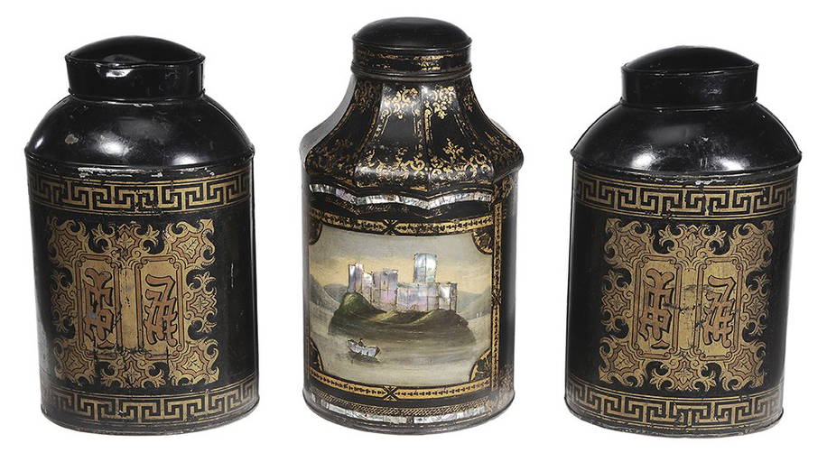 Painted Tole Tea Canister with Mother- - Jul 17, 2015 | Brunk Auctions ...