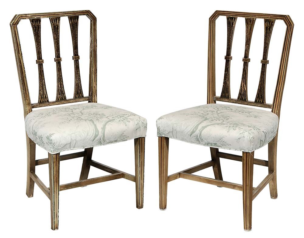 Pair Hepplewhite Style Paint Decorated