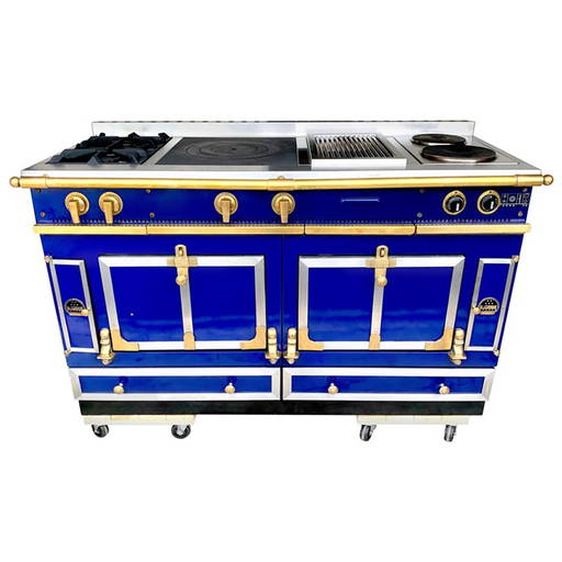 Custom Cobalt Blue And Brass La Cornue Château Series, Dual Fuel Range ...