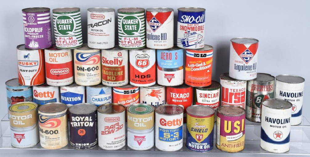 35 Vintage 1 Quart Oil Cans