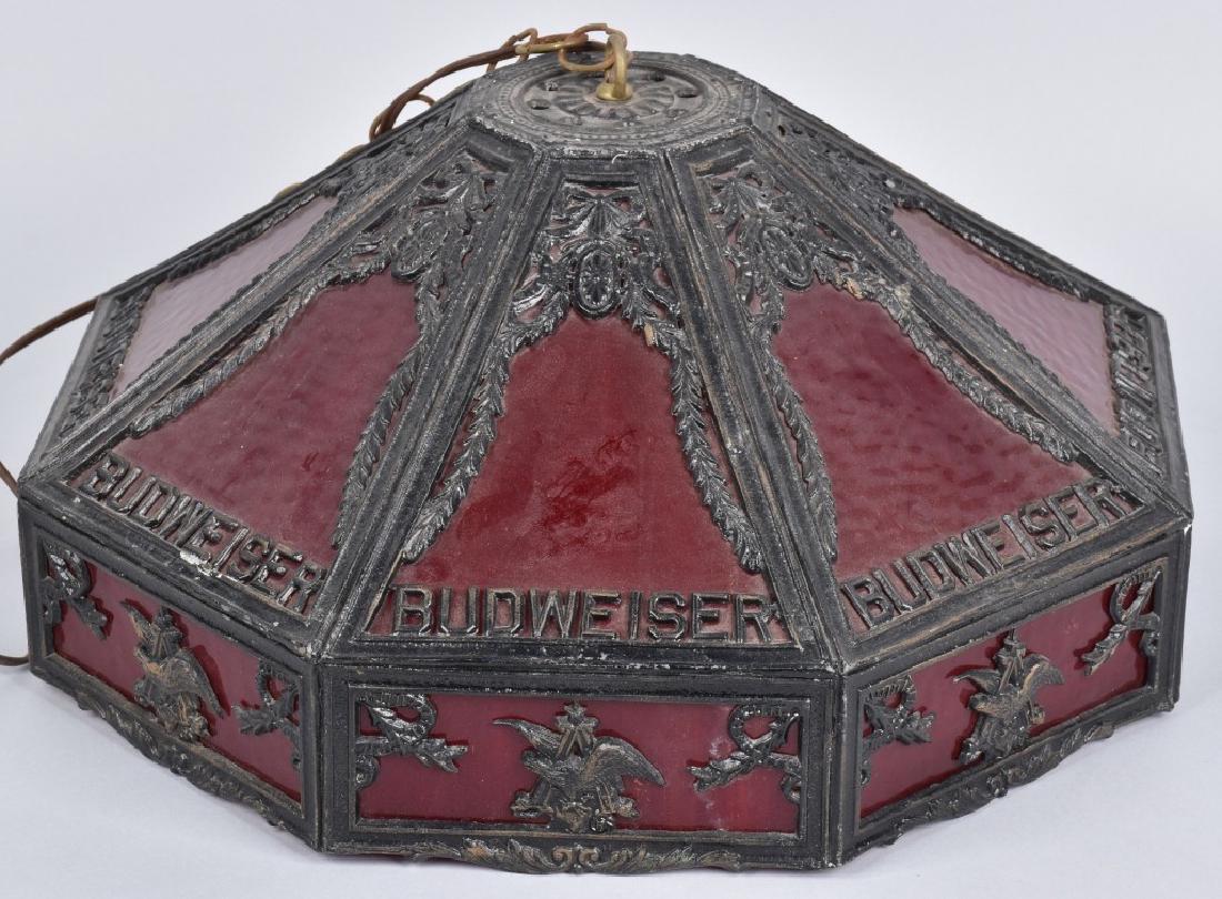 VINTAGE BUDWEISER LEADED GLASS HANGING LAMP