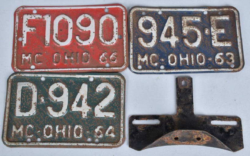 1963, 1964. 1966 Ohio Motorcycle Plates & More