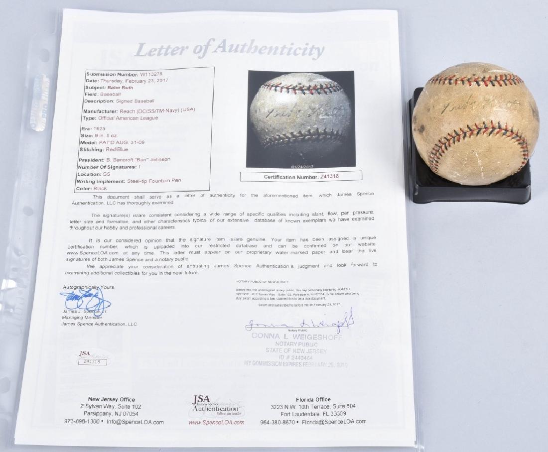 1925 Babe Ruth Autographed Baseball W/ Jsa