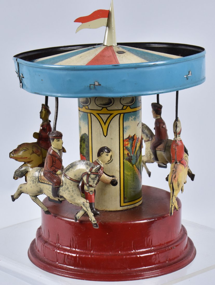 GUNTHERMANN Tin Windup PIG & HORSE CAROUSEL