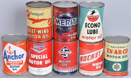 Vintage (8) Flattened Quart Oil Cans